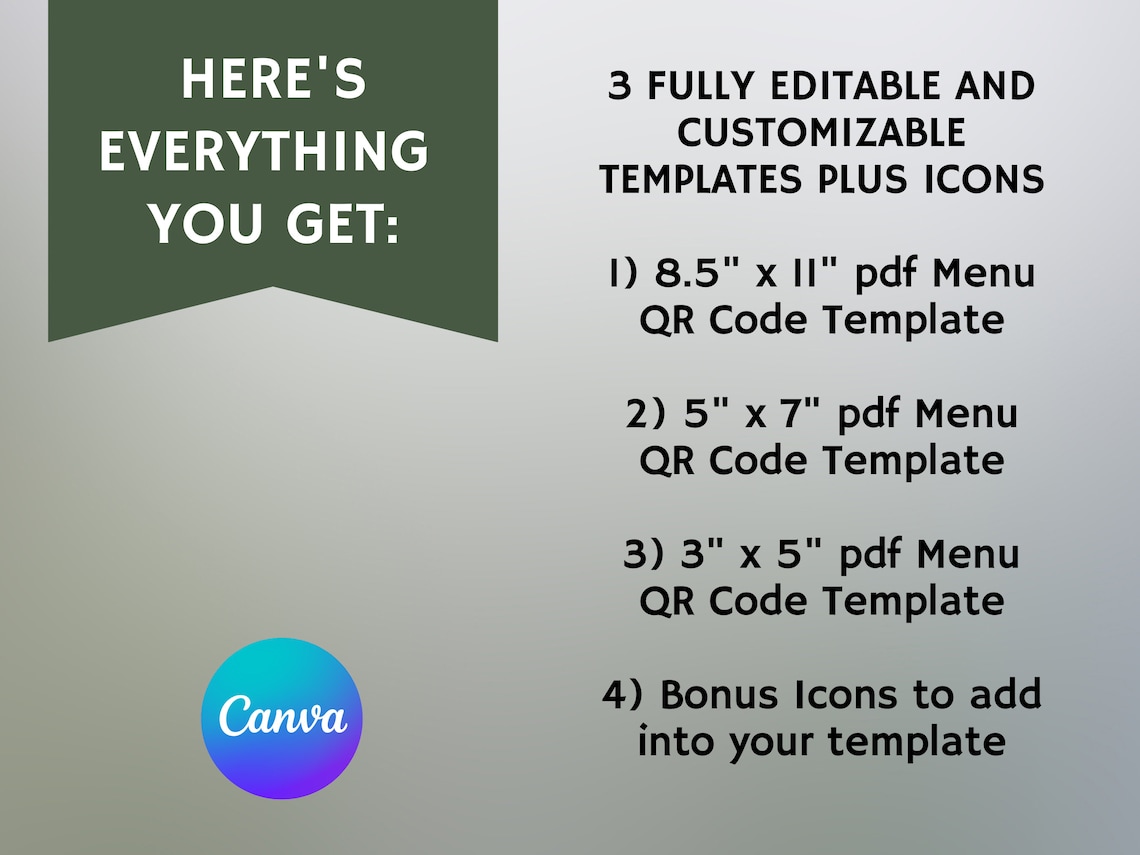 Printable Menu QR Code Scan Sign, Paperless Menu for Dining, Restaurant ...