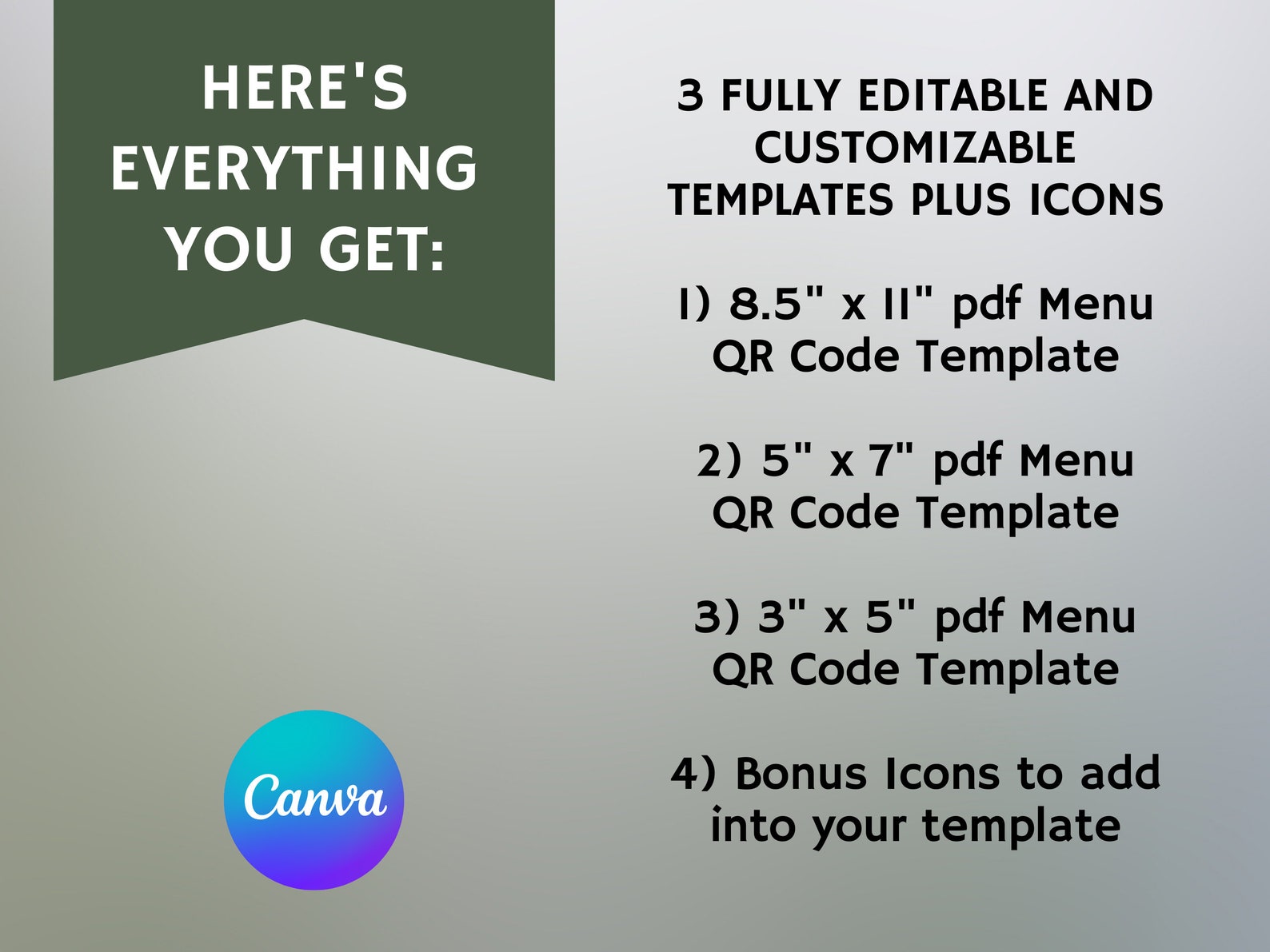 Printable Menu QR Code Scan Sign, Paperless Menu for Dining, Restaurant ...