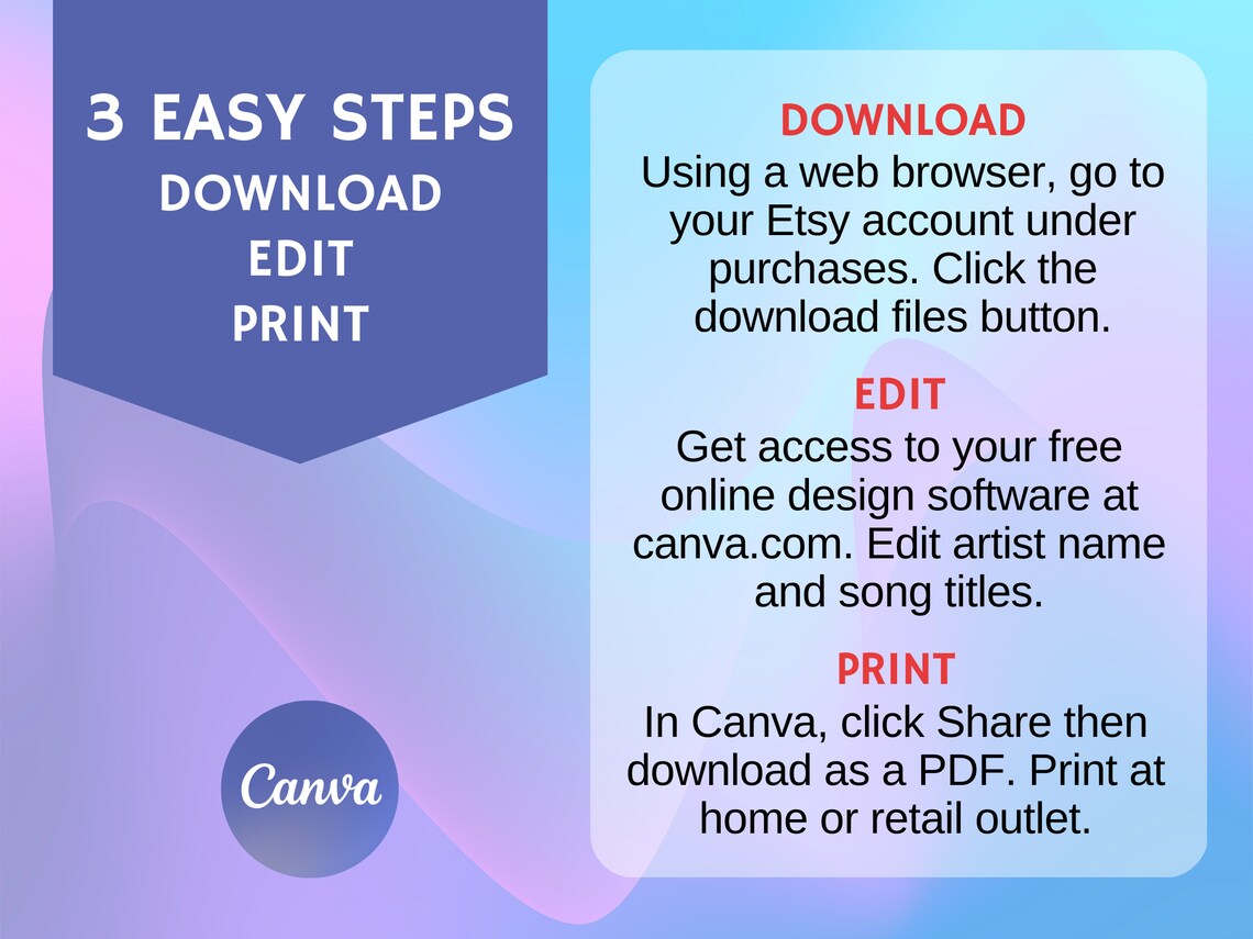 Editable Retro Jukebox Labels, Song and Artist Label, Customize With ...
