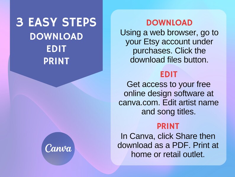 Editable Retro Jukebox Labels, Song and Artist Label, Customize With ...