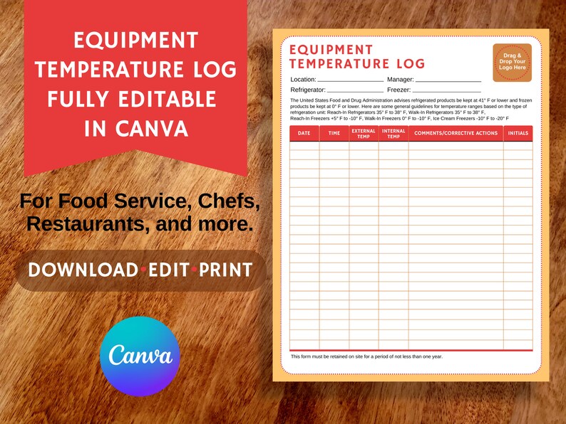 Restaurant Forms Bundle Temperature Logs Food Service - Etsy