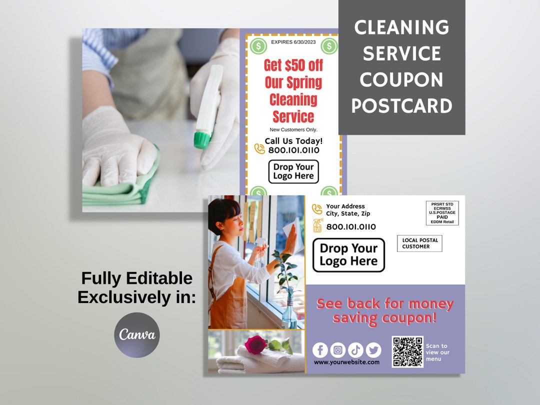 Cleaning Service EDDM Postcard, Coupon Marketing Mailer, Fully Editable ...