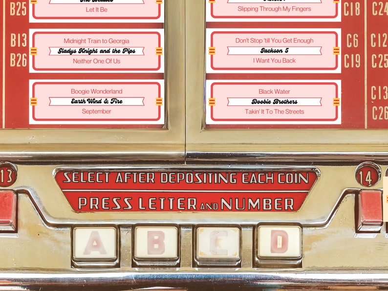 Editable Retro Jukebox Labels, Song and Artist Label, Customize With ...