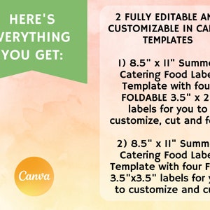 Summer Catering Food Labels for Entertaining, Great for Business and ...