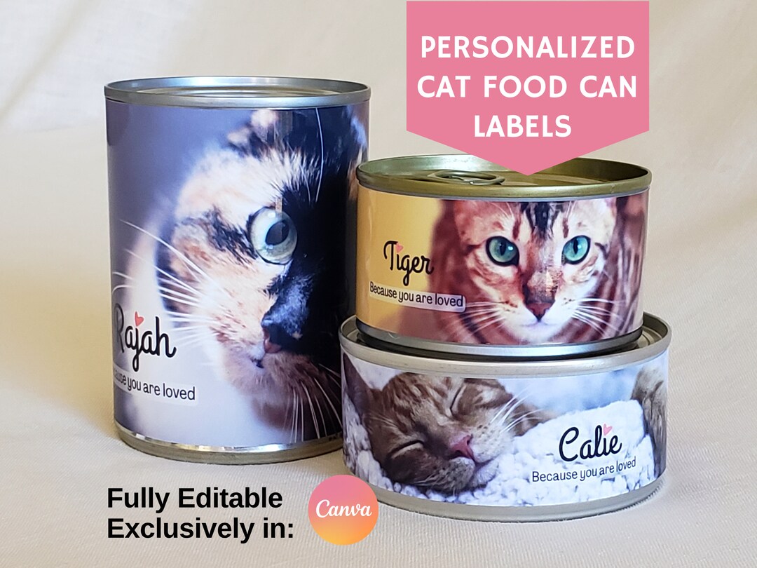 Personalized Cat Food Can Label, Unique Pet Gift, Fully Editable ...