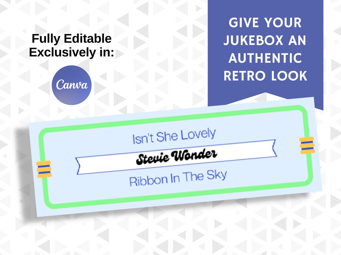 Editable Retro Jukebox Labels, Song and Artist Label, Customize With ...