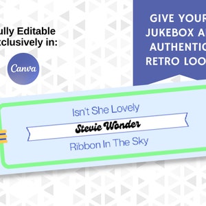 Editable Retro Jukebox Labels, Song and Artist Label, Customize With ...