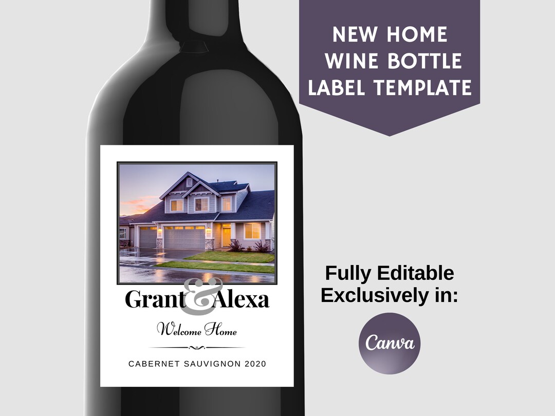 House Warming Wine Bottle Label, Personalized Wine for New Home Gift ...