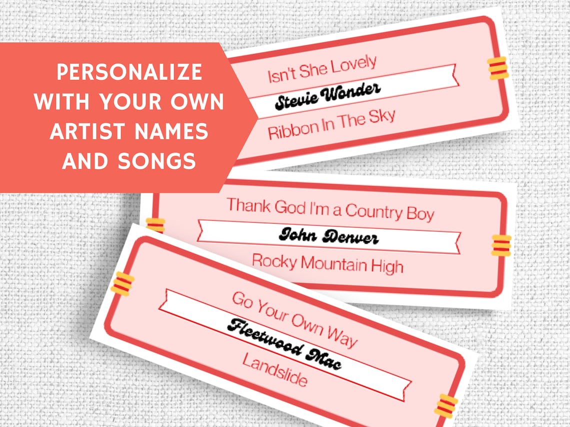 Editable Retro Jukebox Labels, Song and Artist Label, Customize With ...