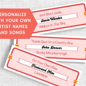 Editable Retro Jukebox Labels, Song and Artist Label, Customize With ...