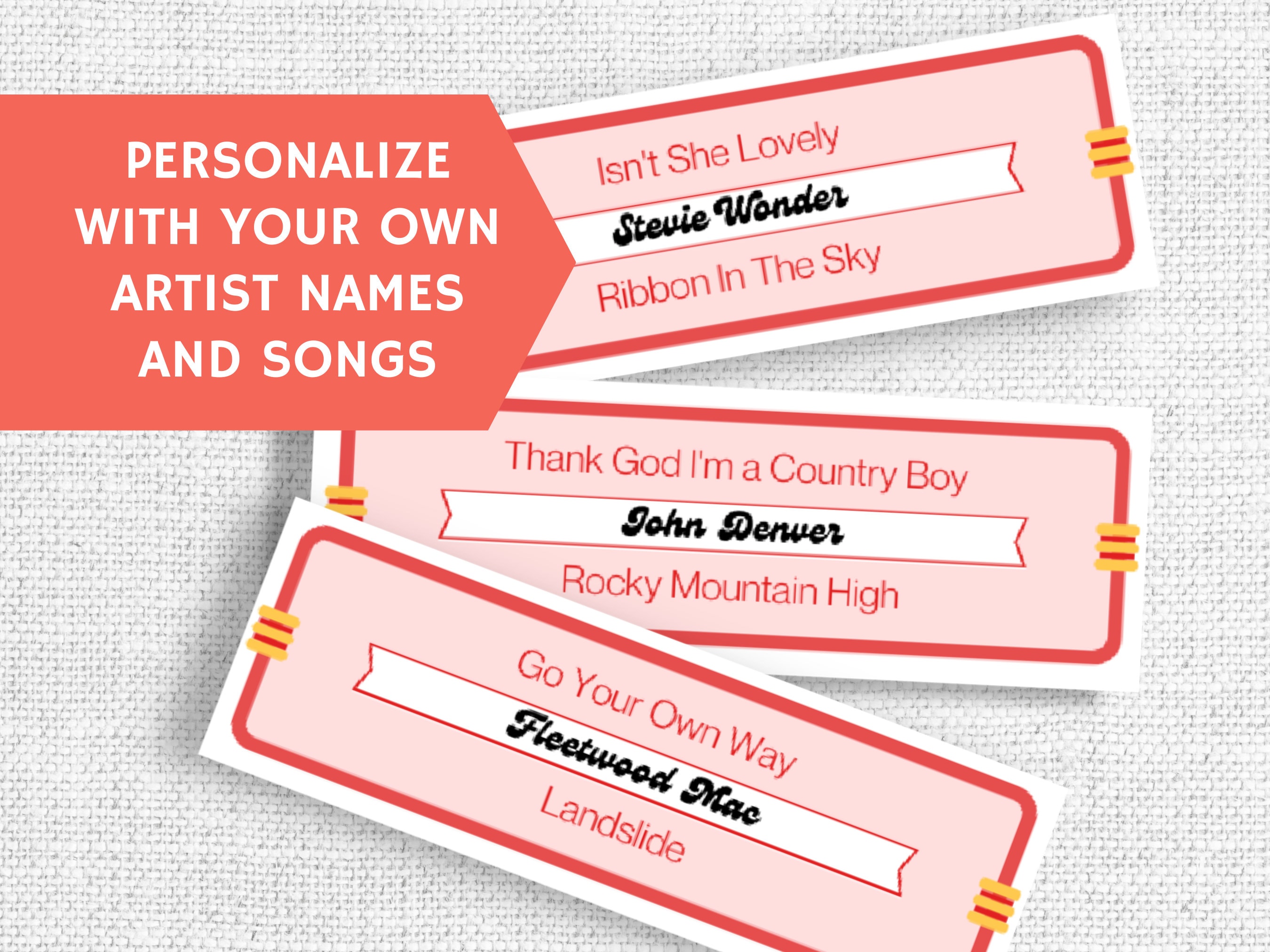 Editable Retro Jukebox Labels, Song and Artist Label, Customize With ...