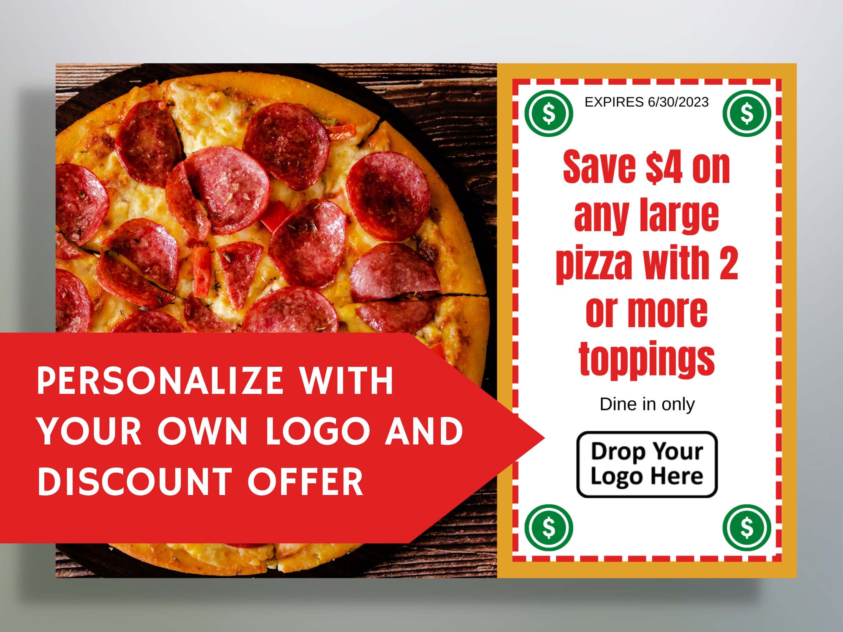 Pizza Restaurant EDDM Postcard, Coupon Marketing Mailer, Fully Editable ...