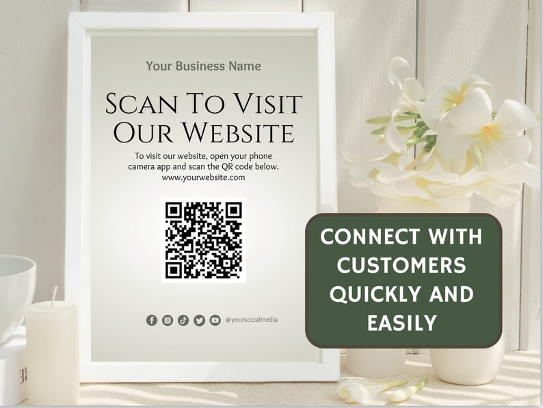 Website QR Code Scan Sign, Customizable Printable Template, Fully ...