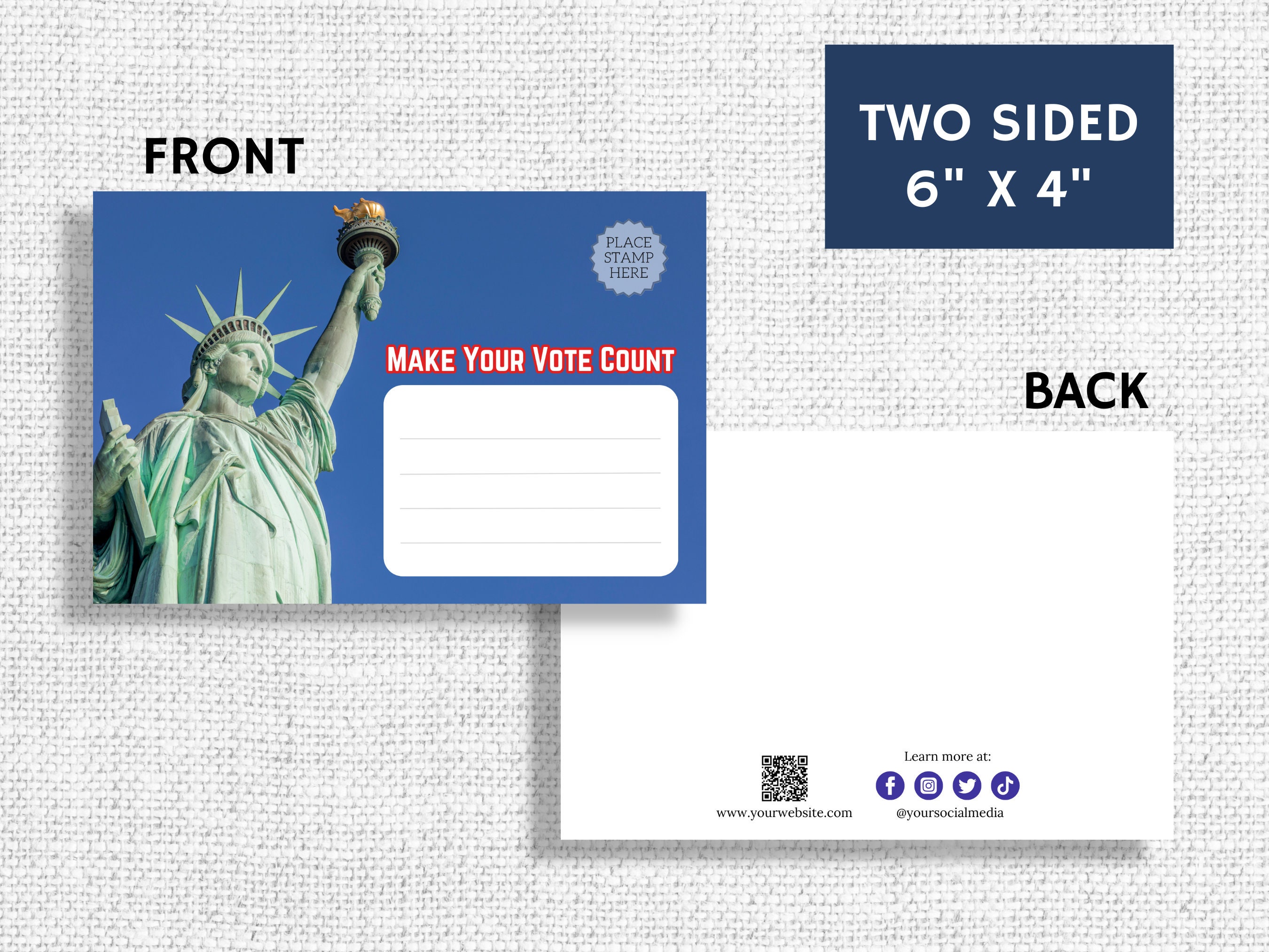 Editable Voter Postcard, Space to Write Personal Note, Get Out the Vote ...