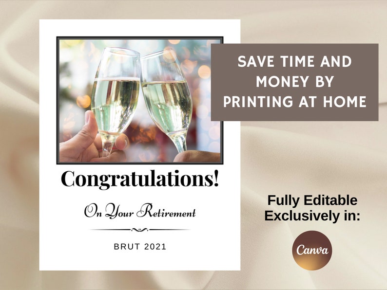 Retirement Champagne Bottle Label, Personalized Wine for Coworker Gift ...