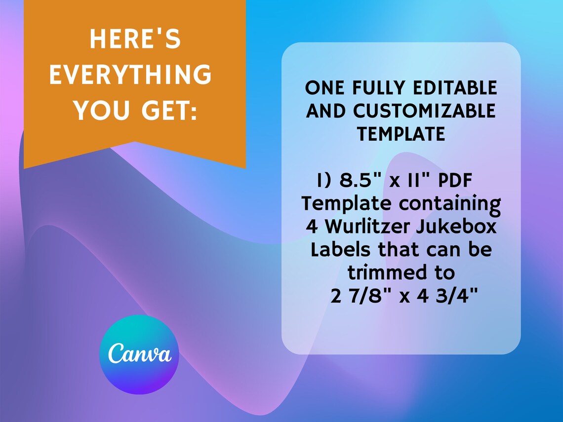 Editable Wurlitzer Jukebox Labels, Retro Album and CD Labels, Customize ...