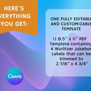 Editable Wurlitzer Jukebox Labels, Retro Album and CD Labels, Customize ...