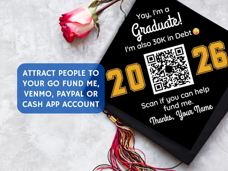 Funny Graduation Cap Topper, Class of 2026, Humorous Go Fund Me Gift ...