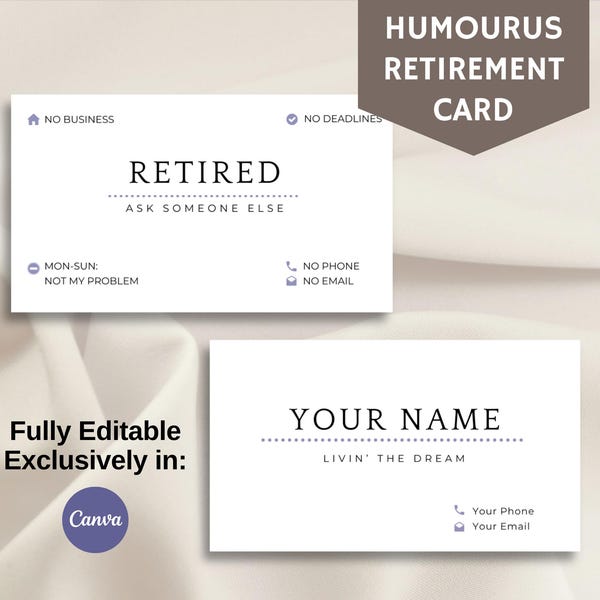 Retirement Business Cards - Etsy