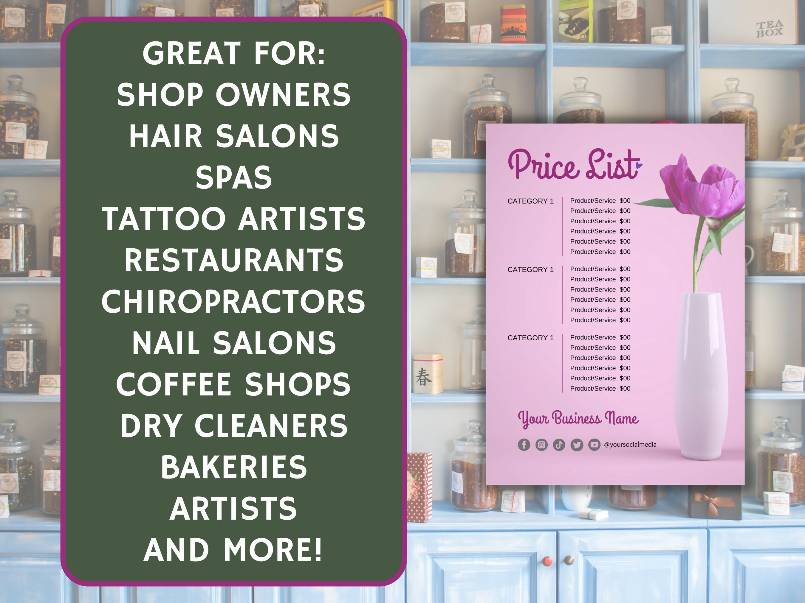 Scan to Pay Sign With QR Code, Printable Price List, Coordinating ...