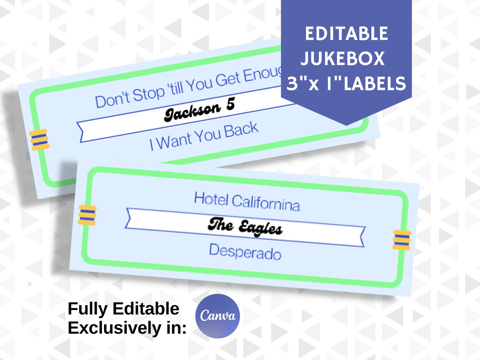 Editable Retro Jukebox Labels, Song and Artist Label, Customize With ...