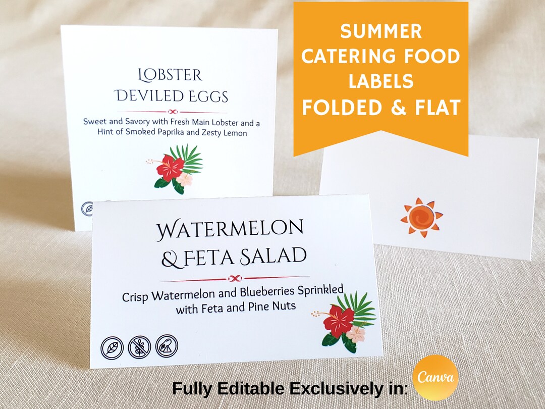 Summer Catering Food Labels for Entertaining, Great for Business and ...