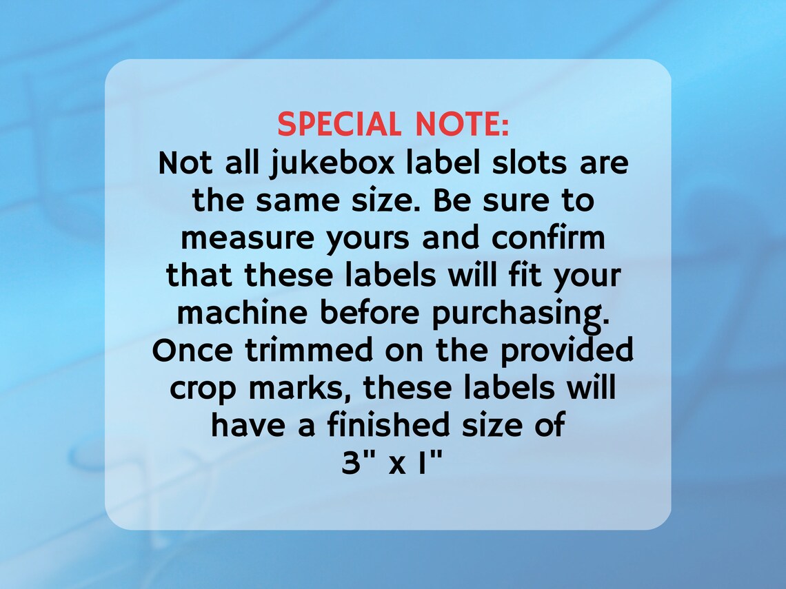 Editable Wurlitzer Jukebox Labels, Retro Song and Artist Labels ...