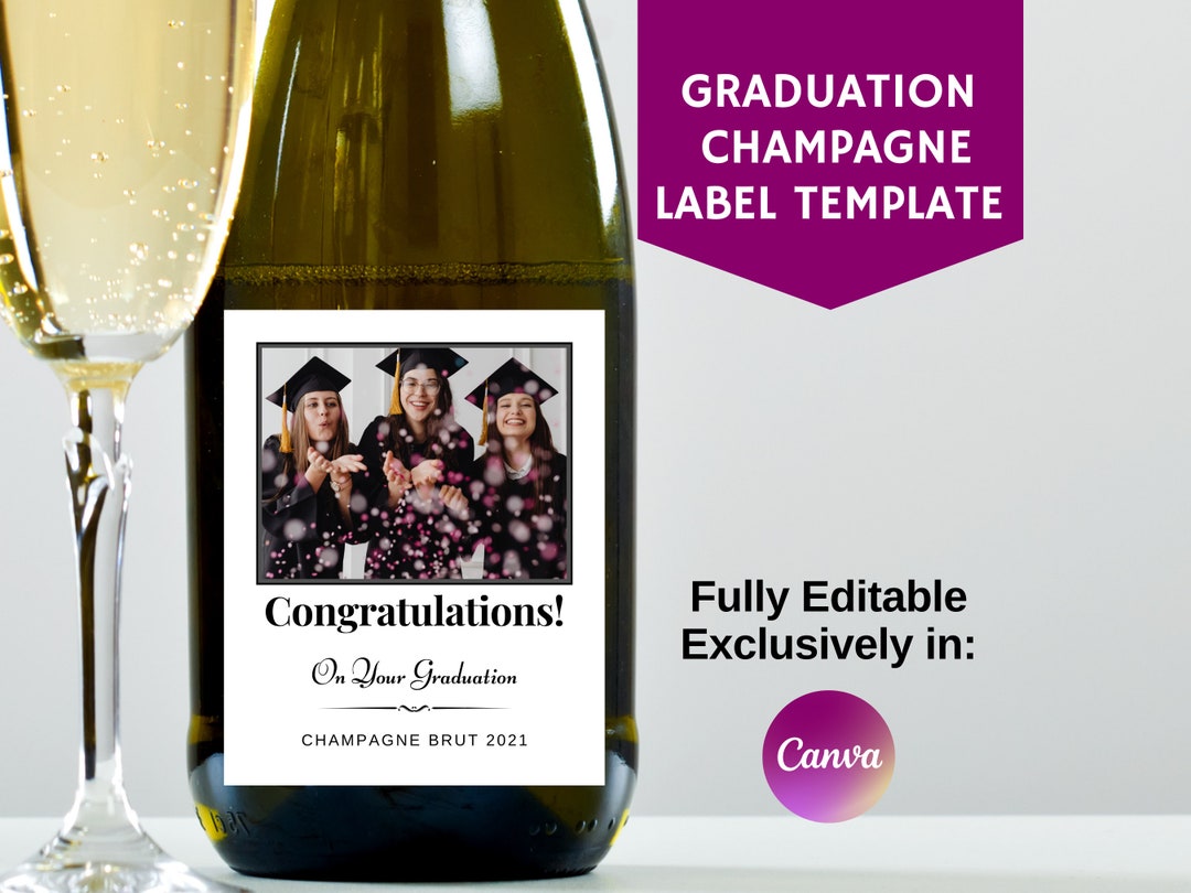 Graduation Gift Champagne Bottle Photo Label, Personalized Wine for ...