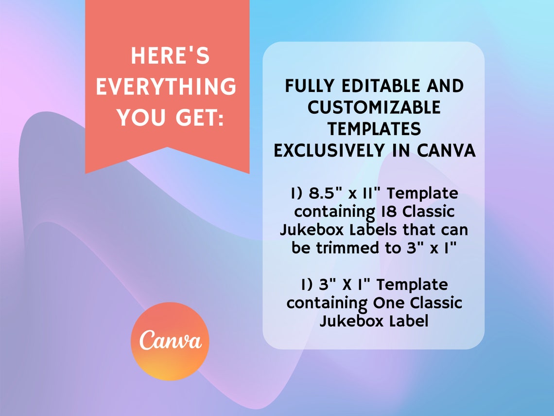 Editable Retro Jukebox Labels, Song and Artist Label, Customize With ...