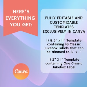 Editable Retro Jukebox Labels, Song and Artist Label, Customize With ...