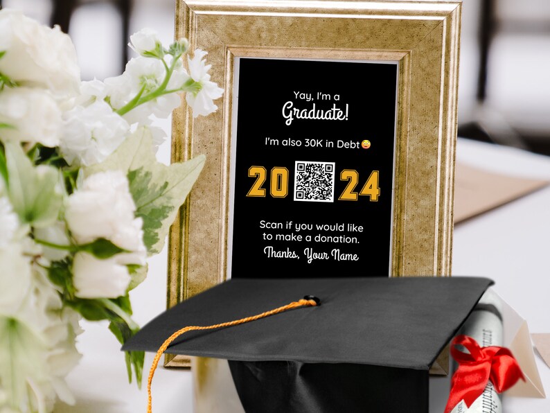 Editable Graduation Gift Donation Sign, Humorous Go Fund Me Gift ...