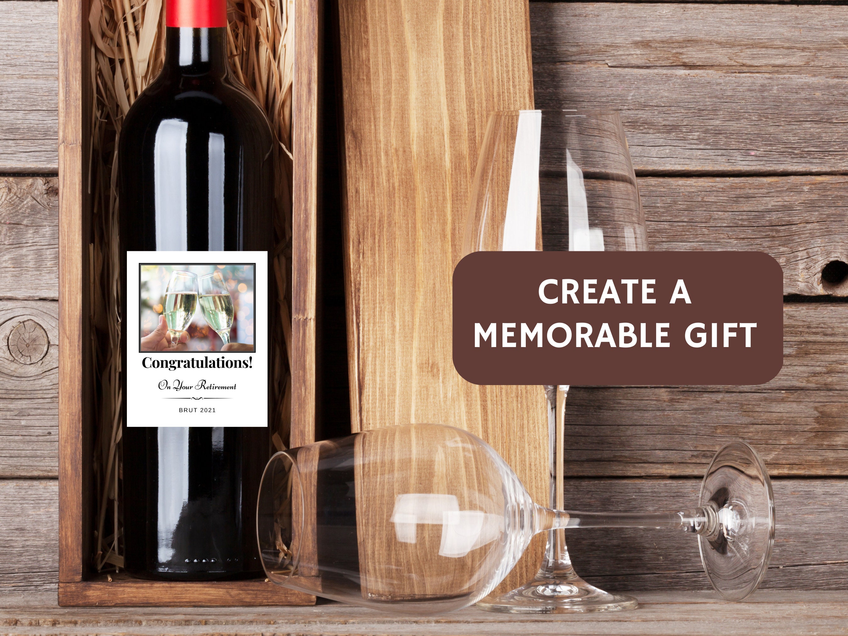 Retirement Champagne Bottle Label, Personalized Wine for Coworker Gift ...