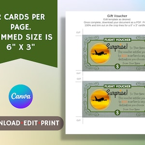 Flight Voucher Gift Reveal Certificate, Travel Surprise Gift Card ...