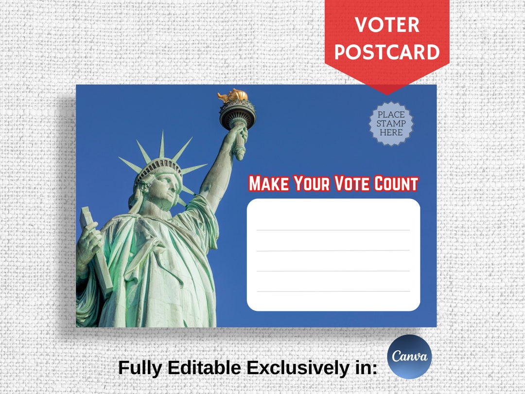 Editable Voter Postcard, Space to Write Personal Note, Get Out the Vote ...