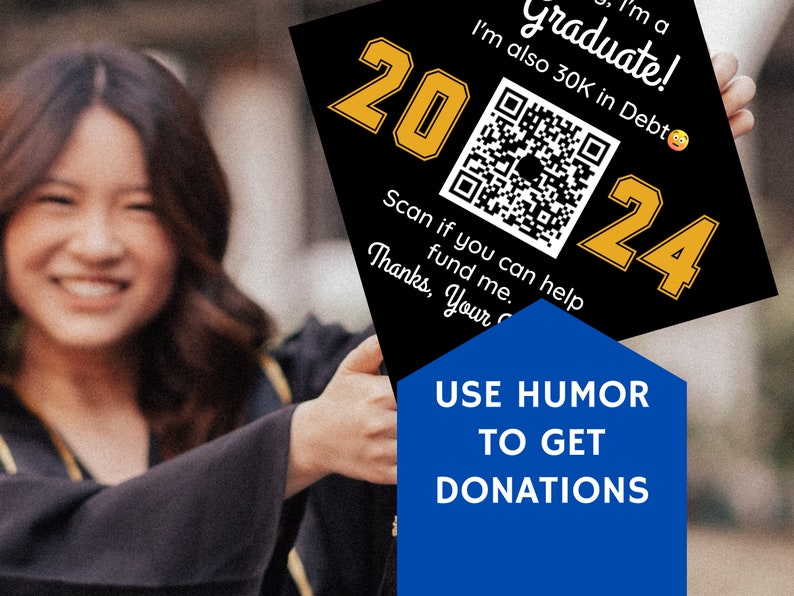 Editable Graduation Cap Topper, Humorous Go Fund Me Gift Request, Venmo ...