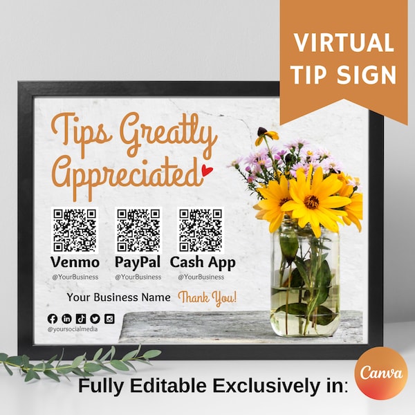 Tips Appreciated Sign - Etsy