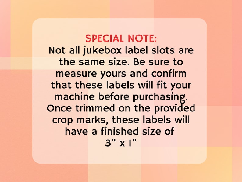 Editable Retro Jukebox Labels, Song and Artist Label, Customize With ...