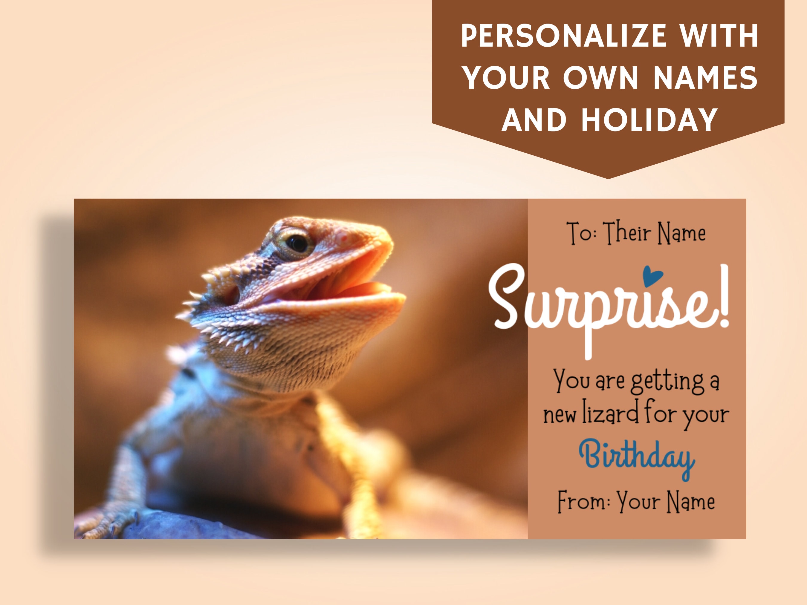 Reptile Gift Reveal Certificate, Surprise Gift Card, Getting Pet Lizard ...