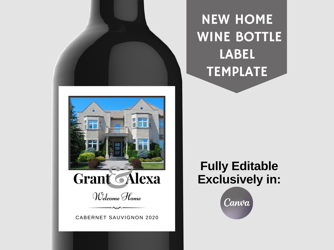House Warming Wine Bottle Label, Personalized Wine for New Home Gift ...