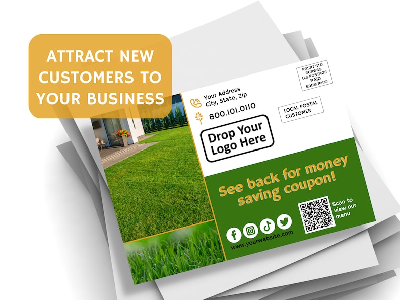Lawn Service EDDM Postcard, Coupon Marketing Mailer, Fully Editable ...
