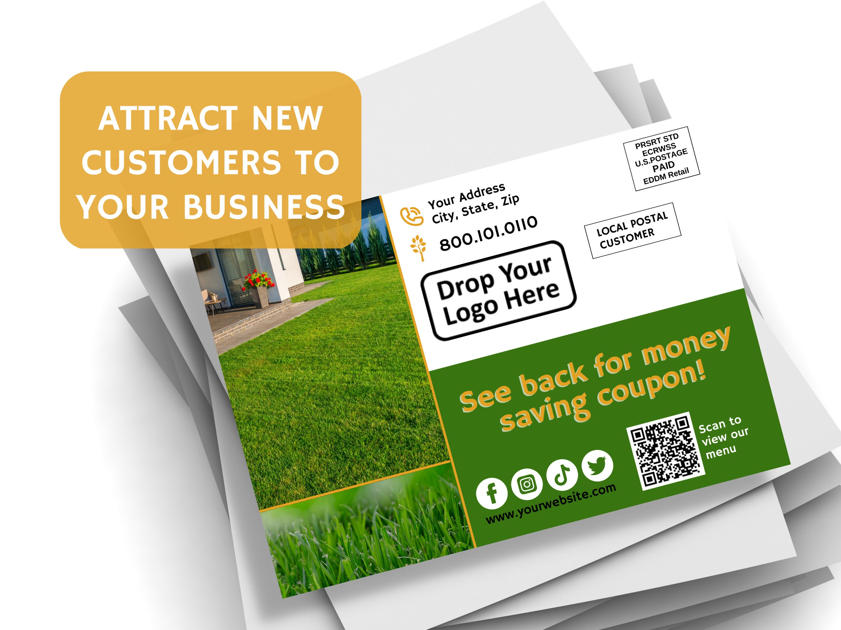 Lawn Service EDDM Postcard, Coupon Marketing Mailer, Fully Editable ...