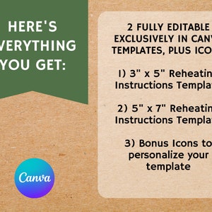 Reheating Instructions Card for Takeout Food, Fully Editable ...