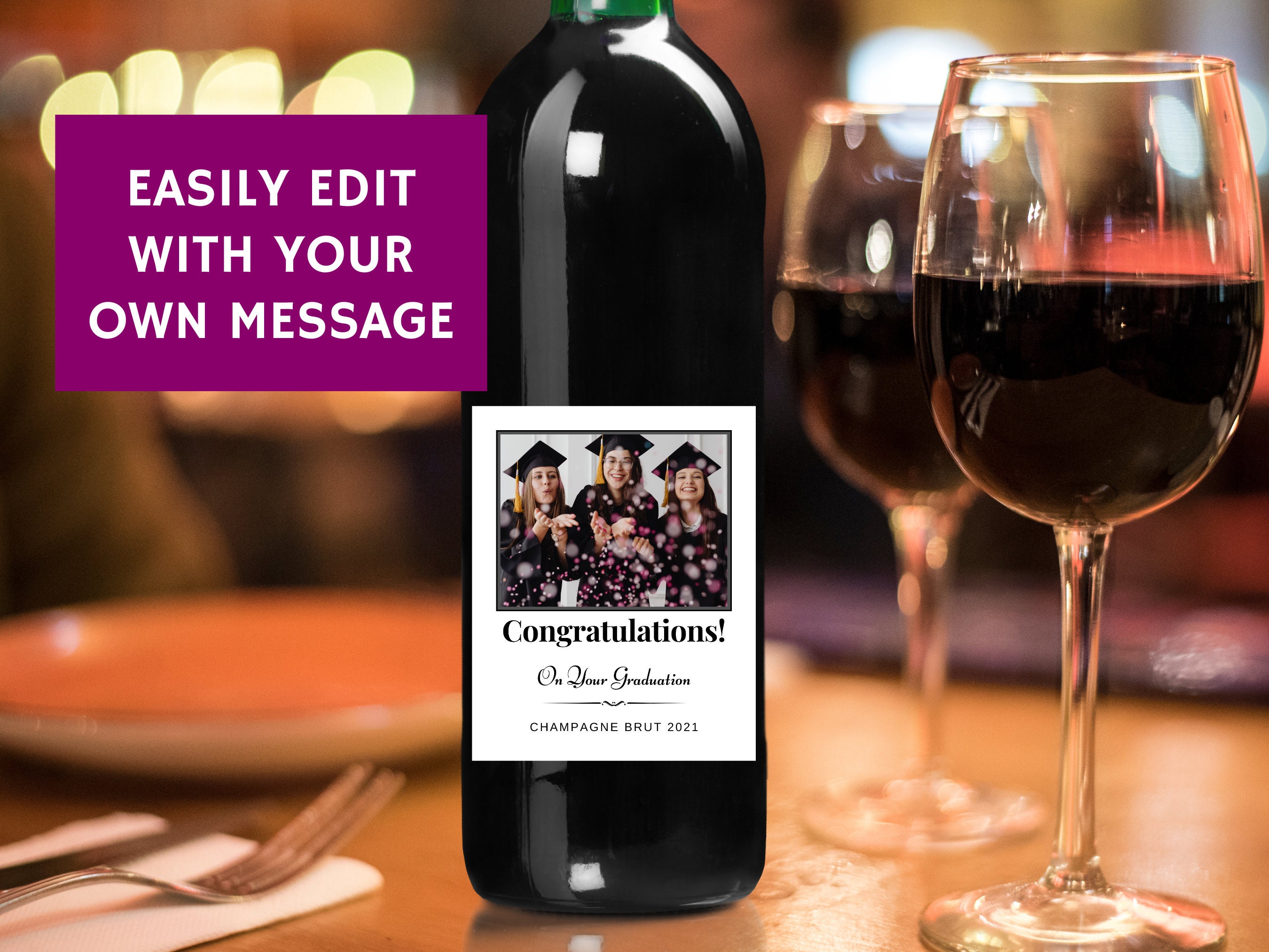 Graduation Gift Champagne Bottle Photo Label, Personalized Wine for ...