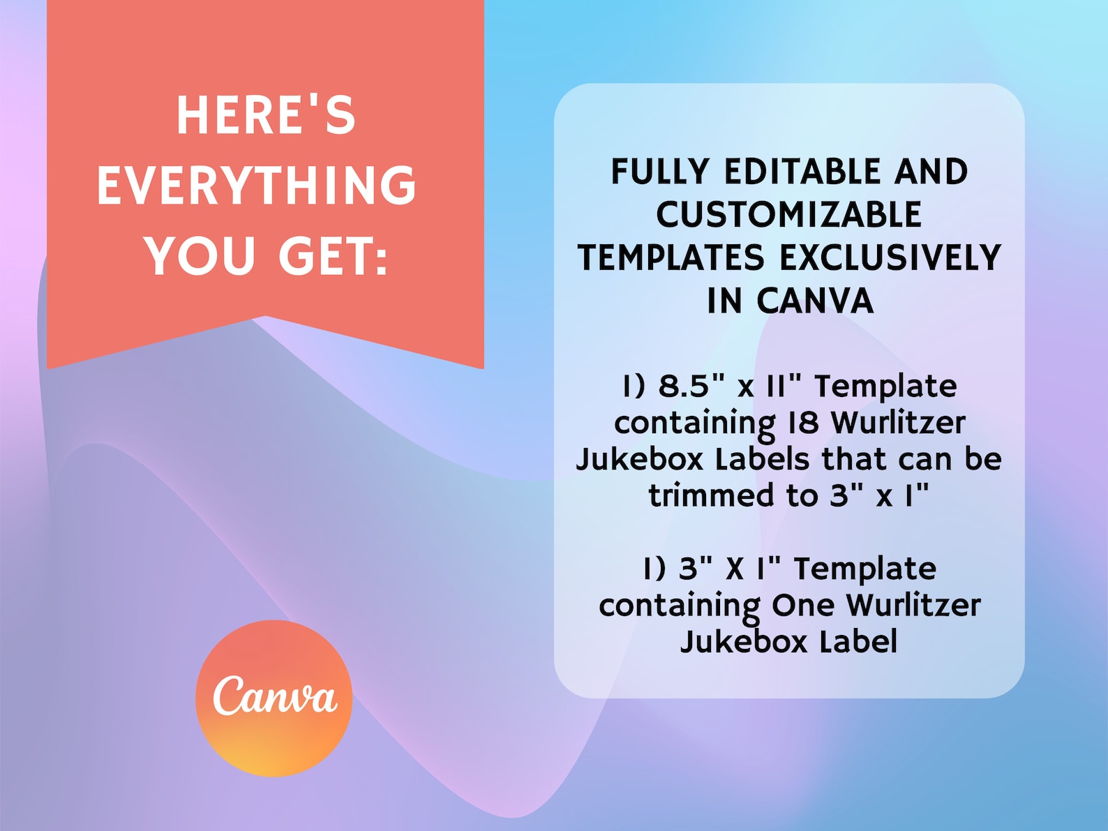 Editable Wurlitzer Jukebox Labels, Retro Song and Artist Labels ...