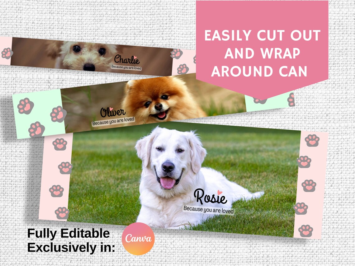 Personalized Dog Food Can Label, Unique Pet Gift, Doggie Day Care Label ...