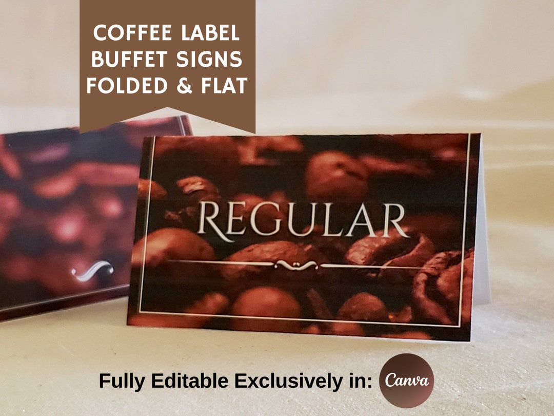 Coffee Labels for Catering and Entertaining, Printable Buffet Signs ...