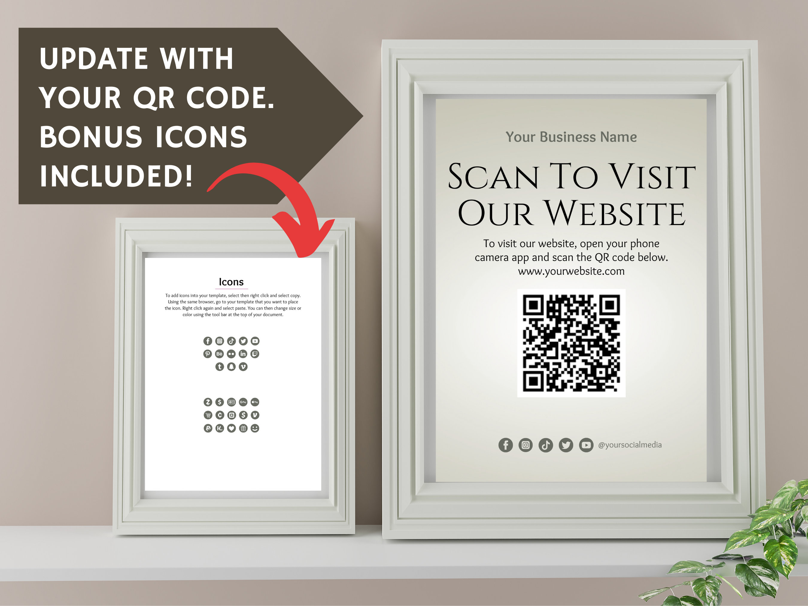 Website QR Code Scan Sign, Customizable Printable Template, Fully ...