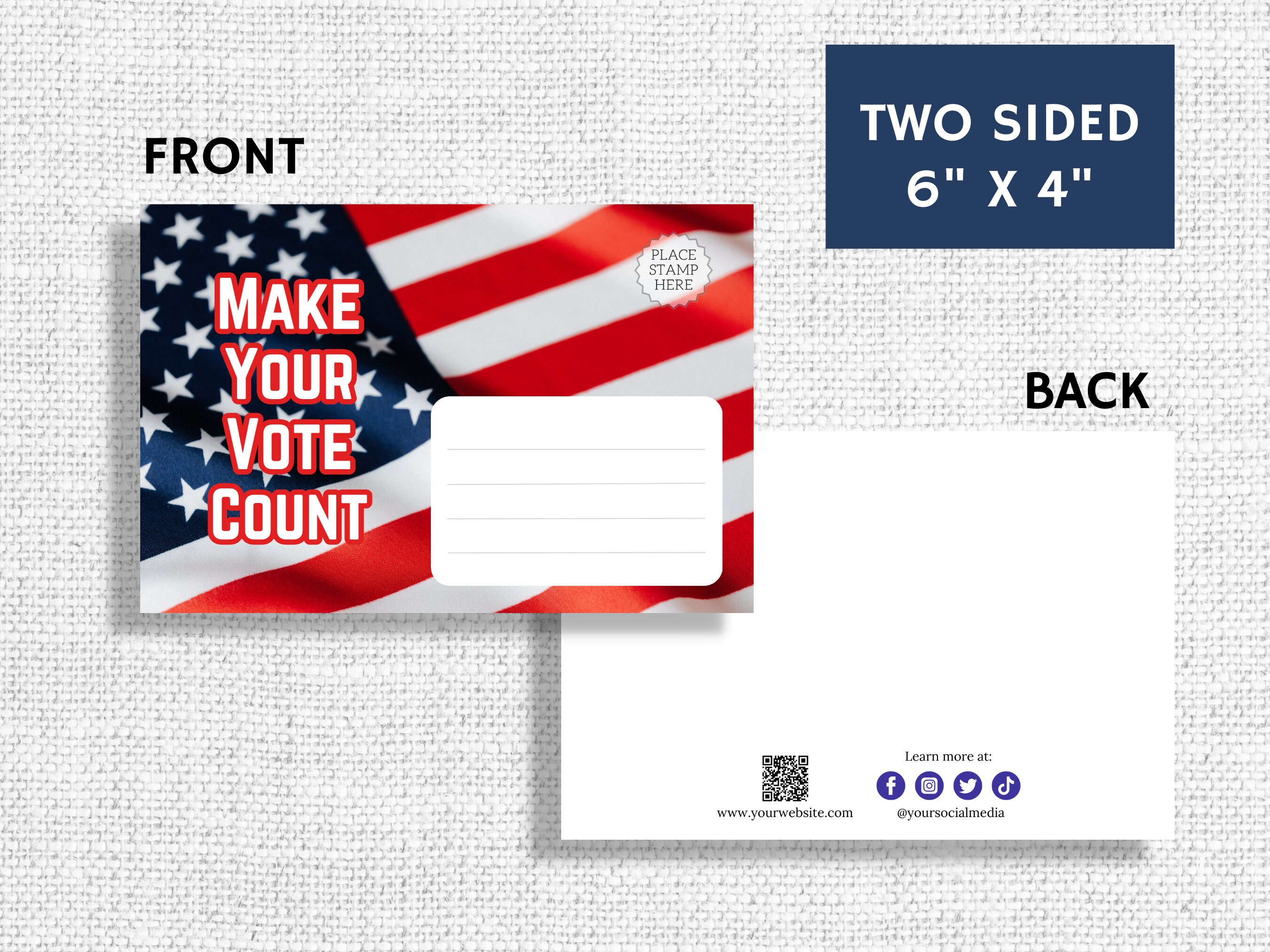 Editable Voter Postcard, Space to Write Personal Note, Get Out the Vote ...