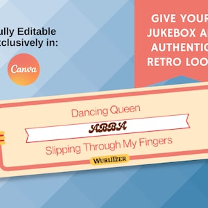 Editable Wurlitzer Jukebox Labels, Retro Song and Artist Labels ...