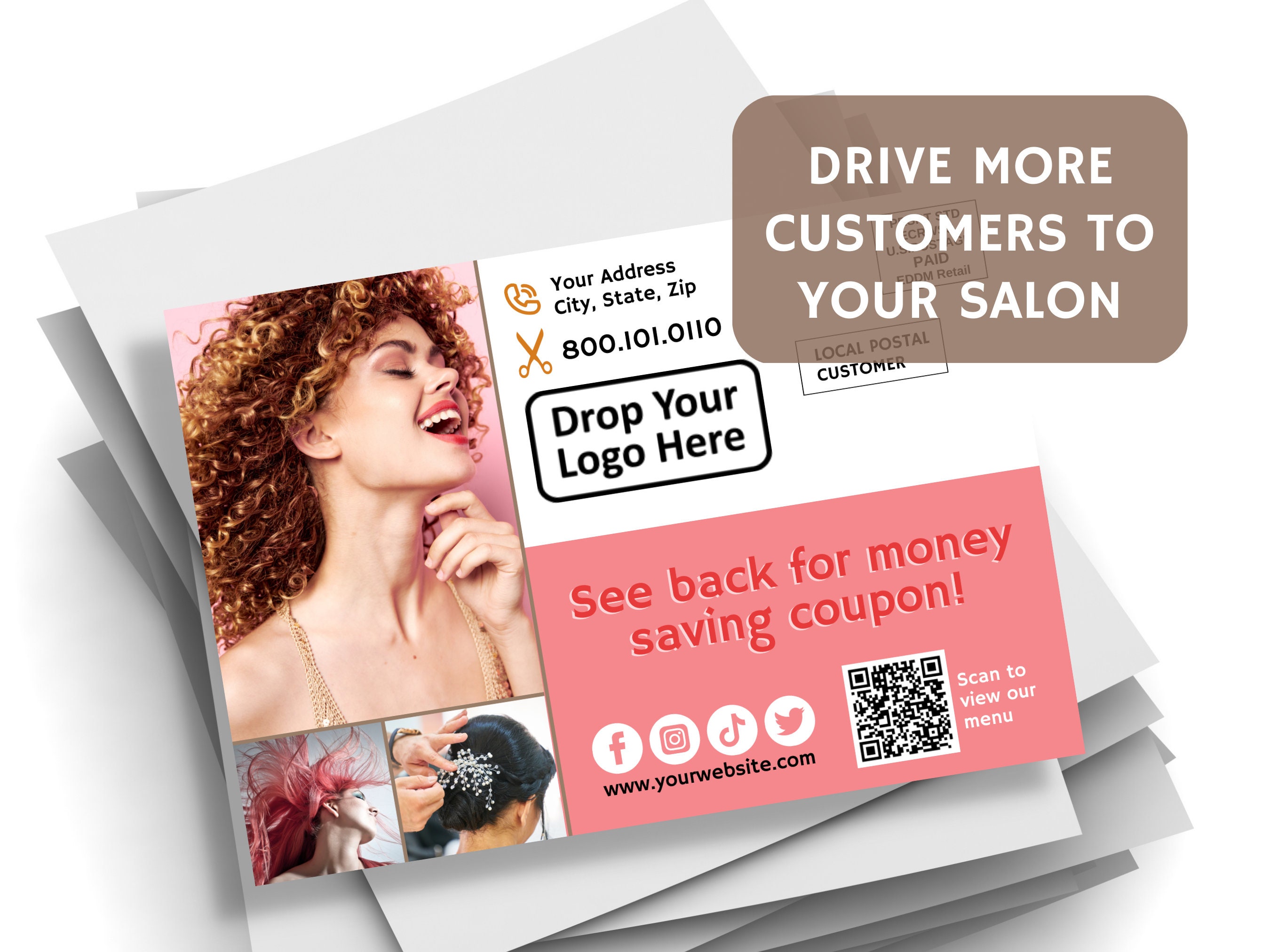 Hair Salon EDDM Coupon Postcard, Marketing Mailer, Fully Editable in ...